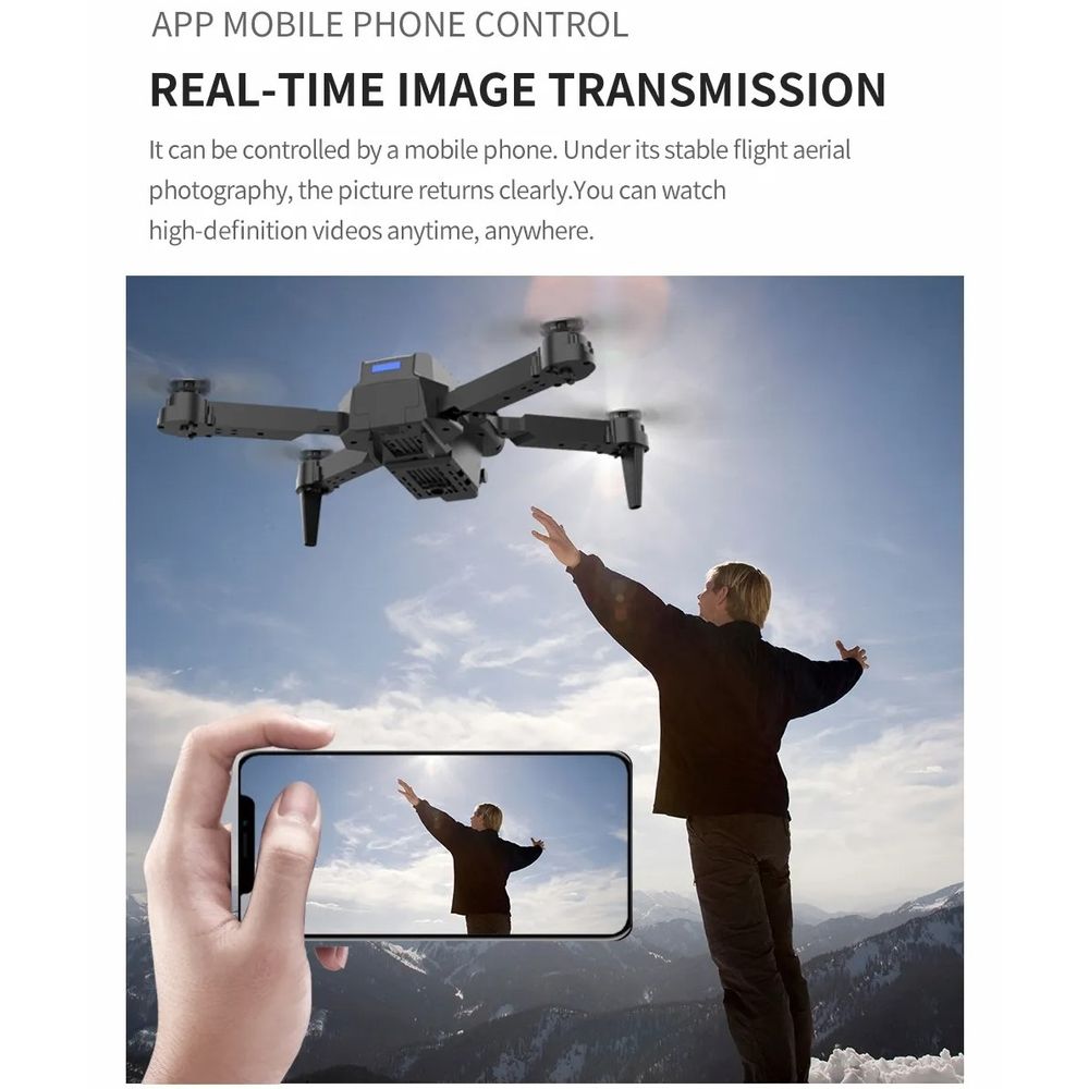 Dron Profesional E88 4K Dual Cámara WiFi HD RC Video Plegable SONGLINSL E88 4K - Promart