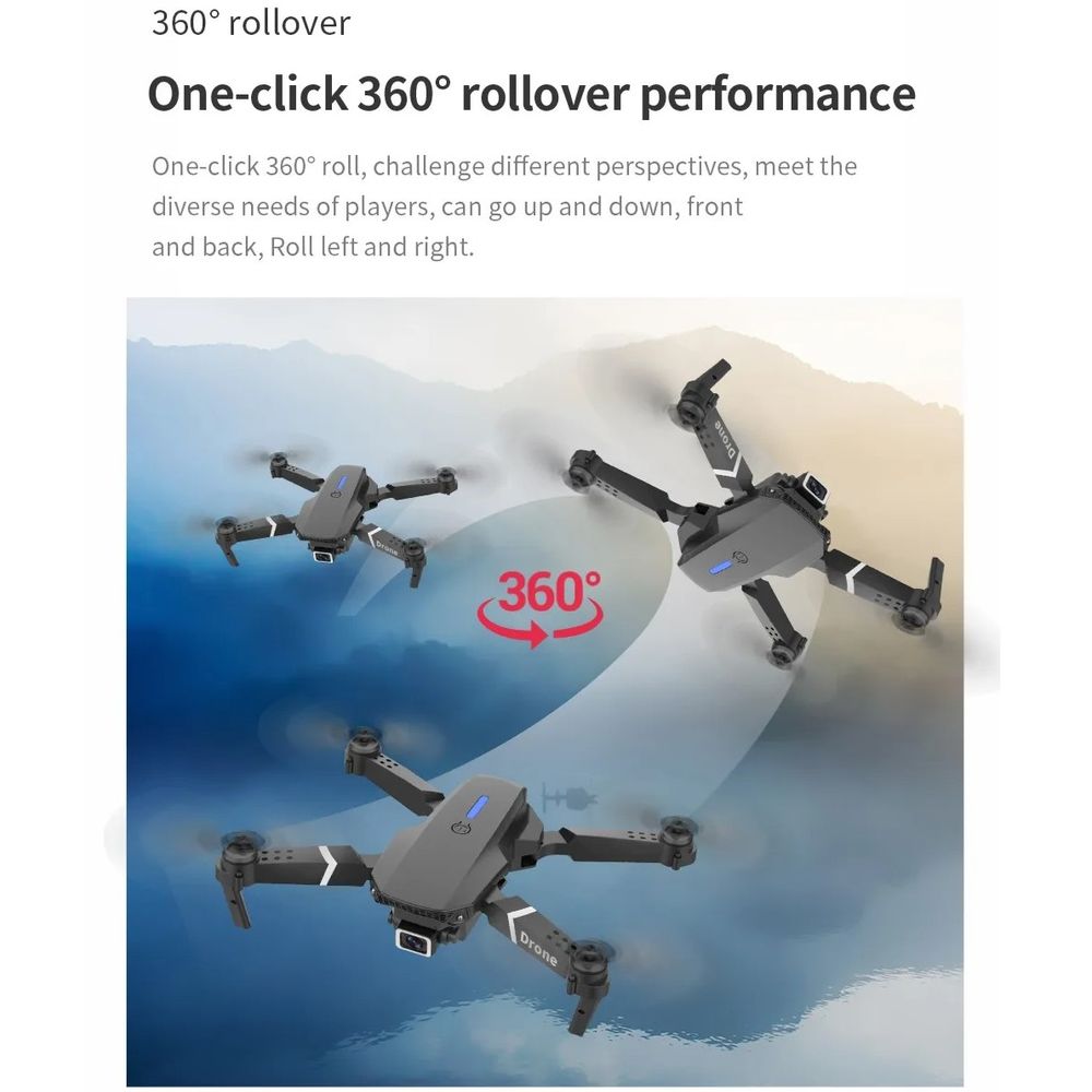 Dron Profesional E88 4K Dual Cámara WiFi HD RC Video Plegable SONGLINSL E88 4K - Promart