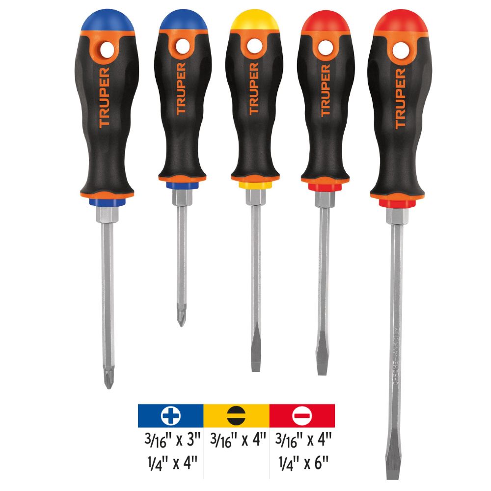 KIT ALICATE UNIVERSAL 8" DIELECTRICO 1000V JUEGO 5 DESARMADORES TRUPER ...