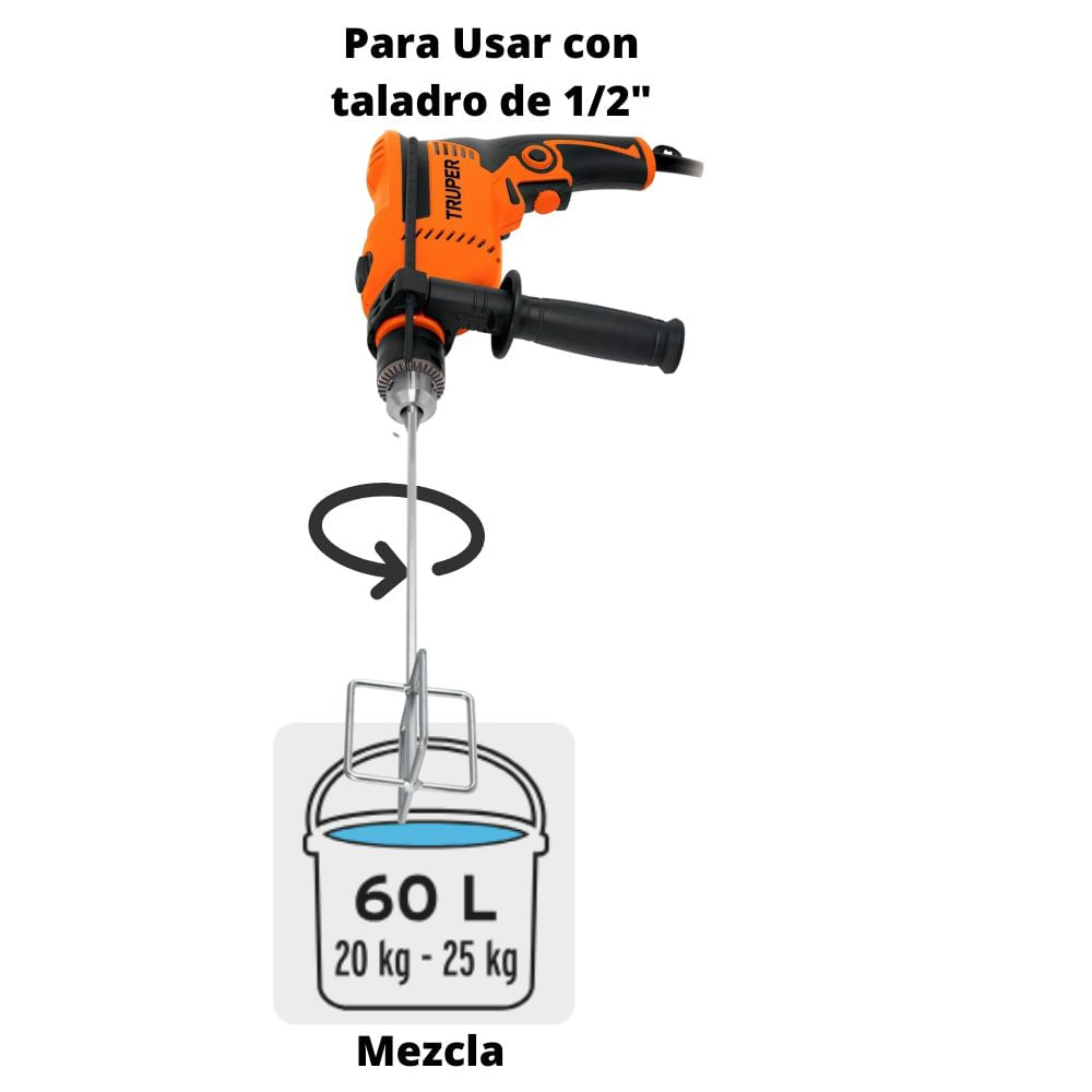 Revolvedor de mortero, pegamento porcelanato 120 mm diámetro, Truper ...