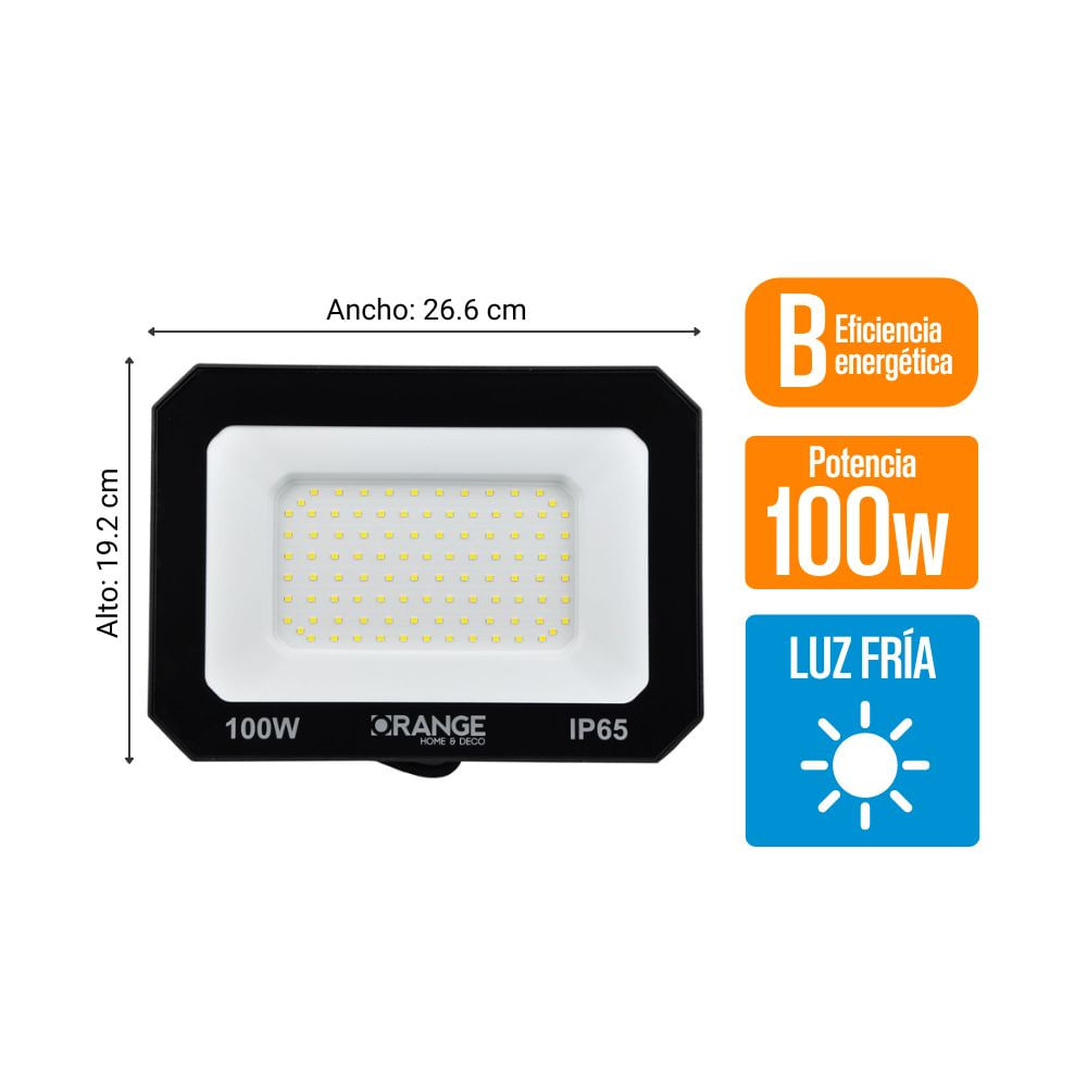 Reflector LED Orange 100w Negro Luz Fría - Promart