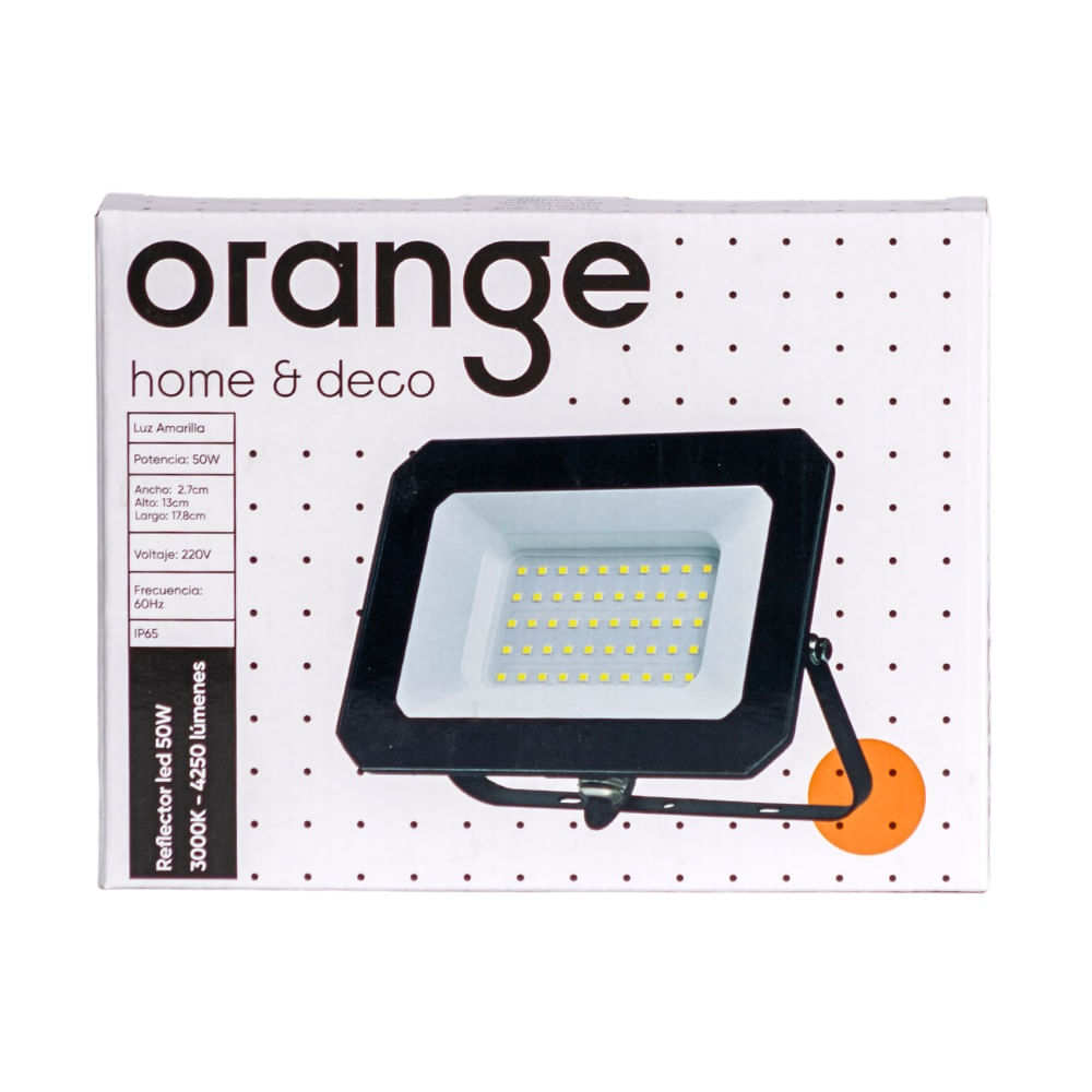 Reflector LED Orange 50w Negro Luz Cálida - Promart