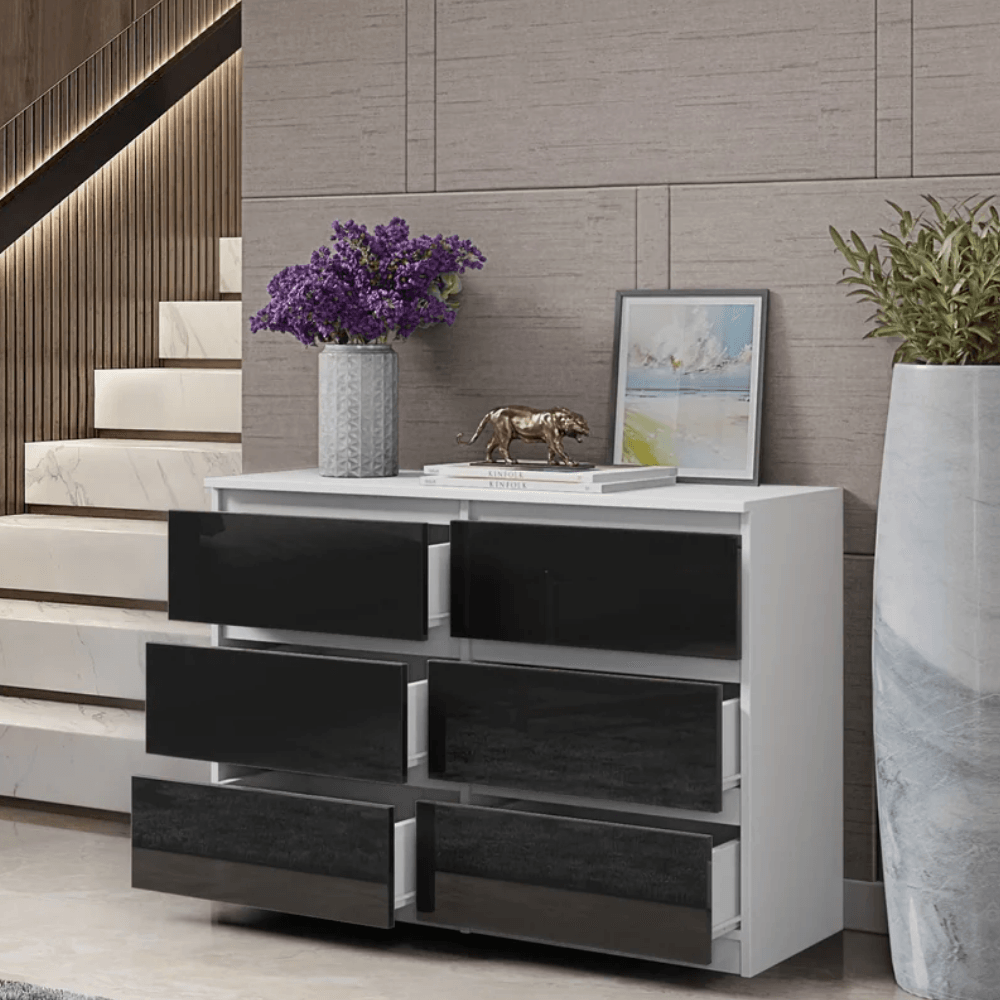 Comoda 6 cajones Edna Negro & Blanco Muebles Bonno - Promart