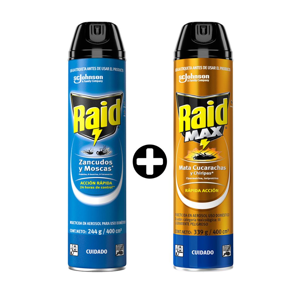 COMBO: Raid aerosol Elimina Voladores 400ml + Raid Max aerosol 400ml ...