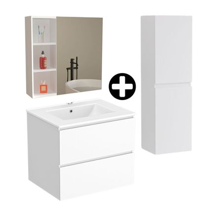 COMBO Vanitorio Milan 60cm Blanco Orange + Mueble lateral Milan 30cm ...