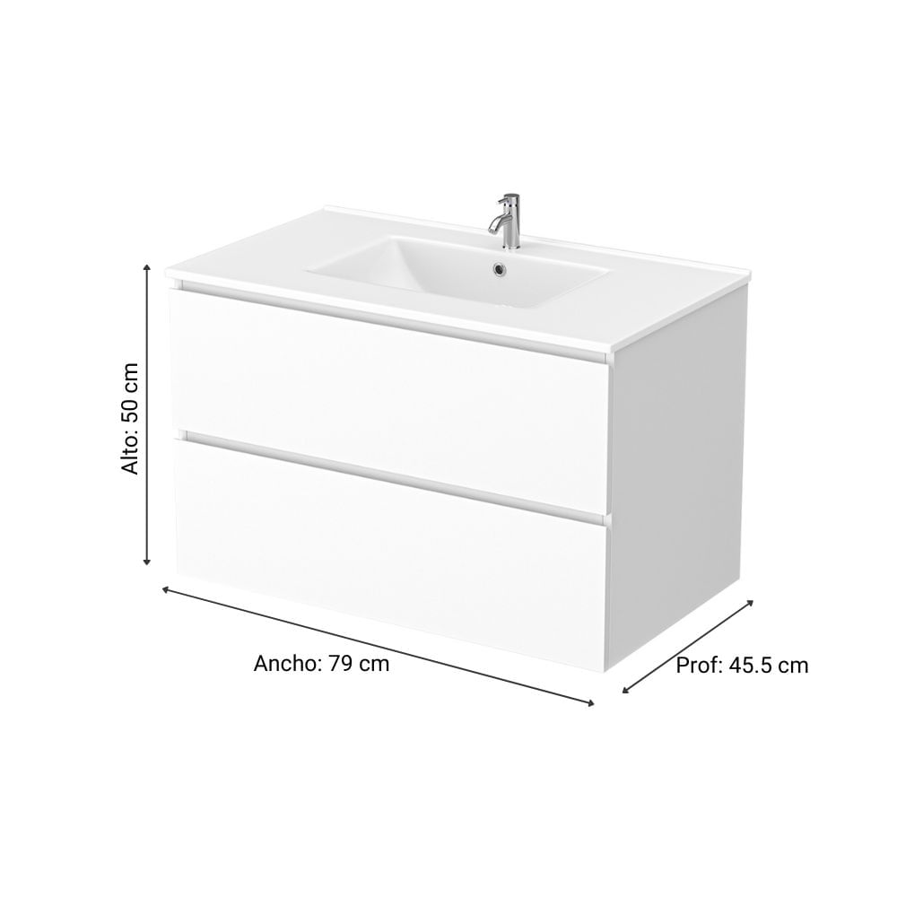 COMBO Vanitorio Milan 80cm Blanco Orange + Mueble lateral Milan 30cm ...