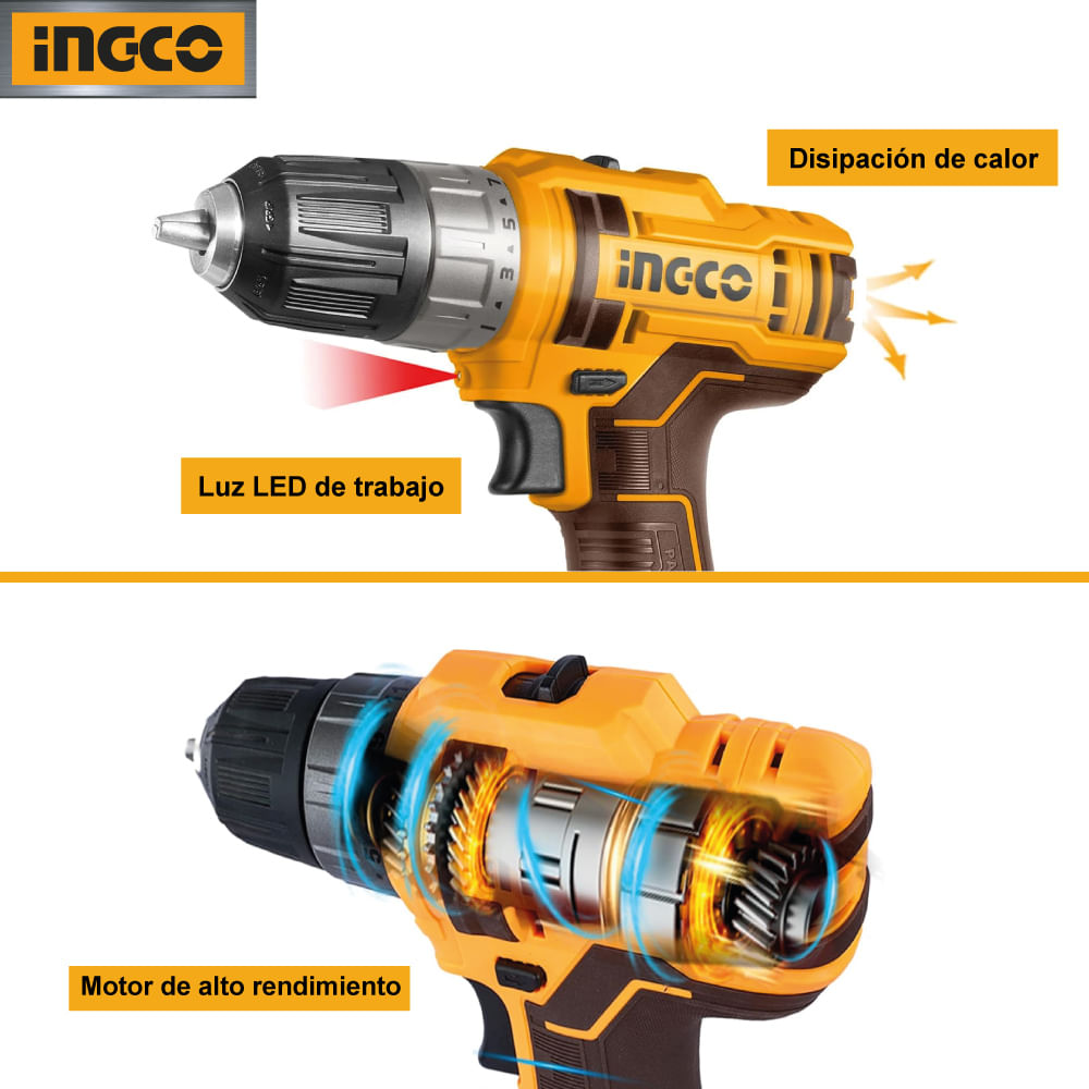 Taladro Atornillador Inalámbrico Ingco 20V + 2 | Promart.pe - Promart