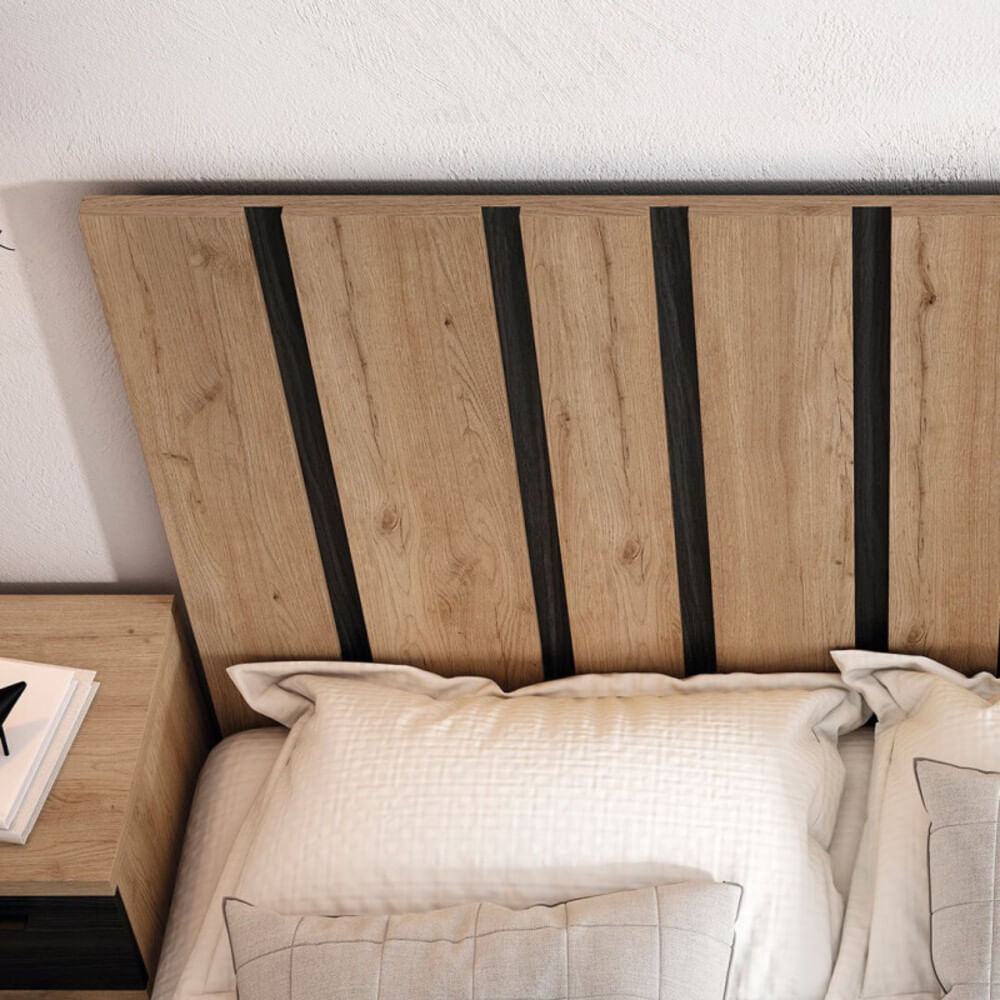 Combo Cabecera de cama + 2 Veladores Orión color Duna/Negro TU MESITA ...