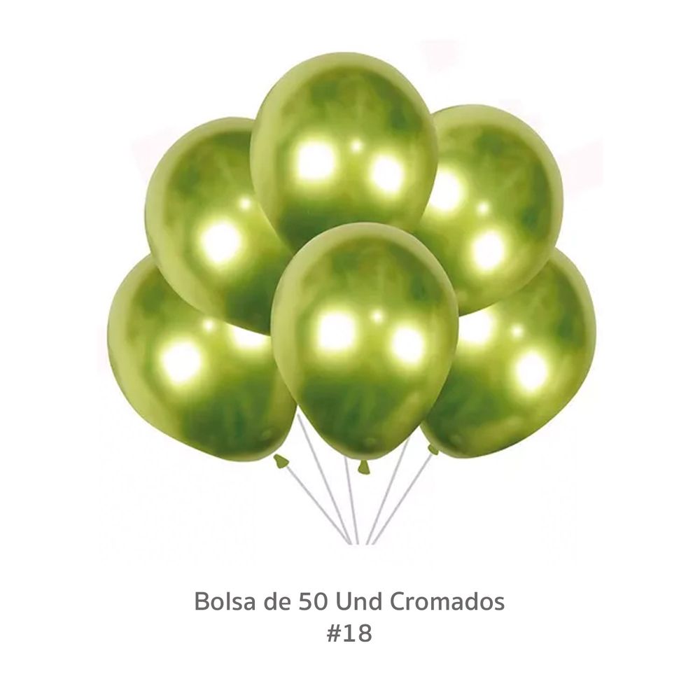 Bolsa de Globos Cromados 50 Unidades #18 Verde Claro - Promart