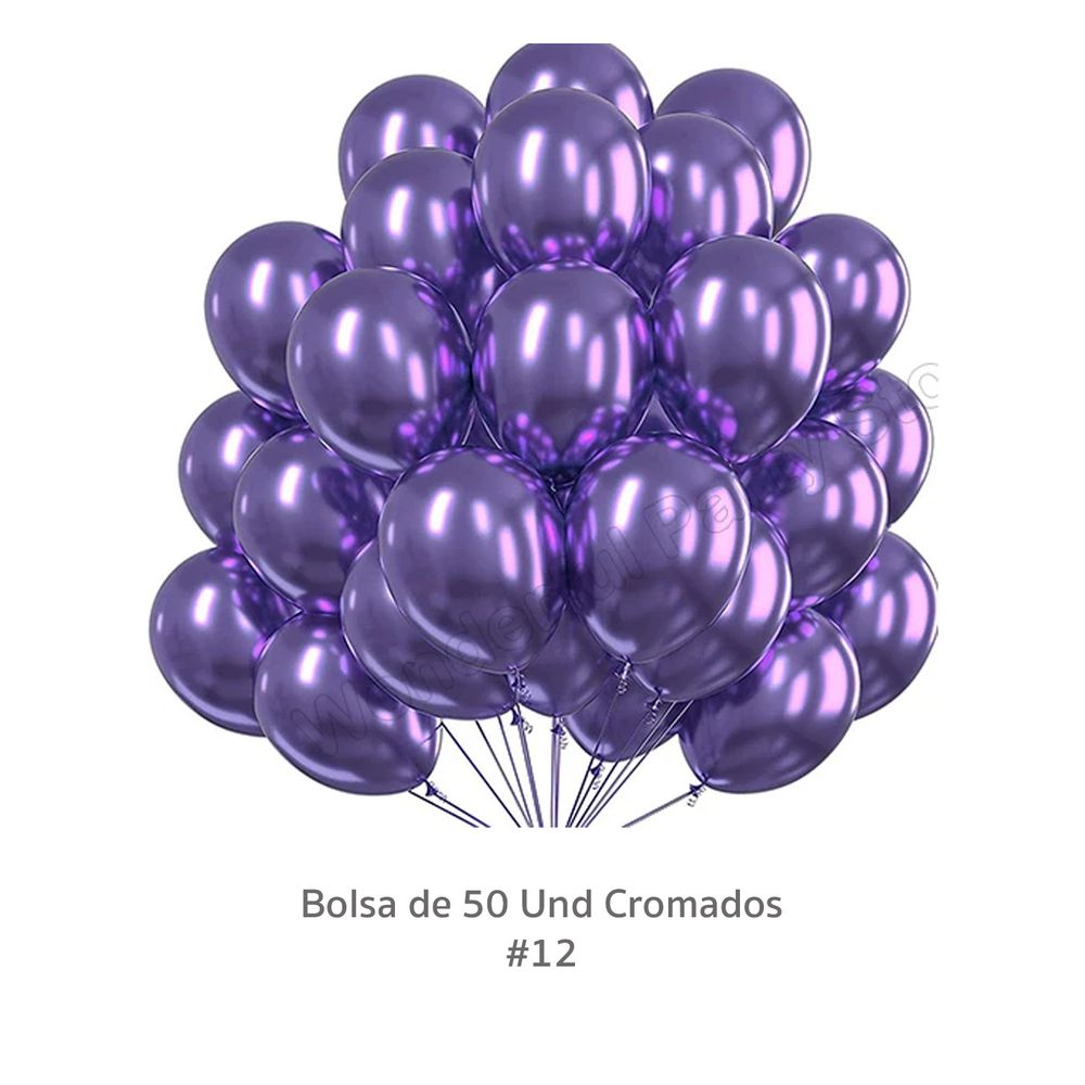 Bolsa de Globos Cromados 50 Unidades #12 Morado - Promart