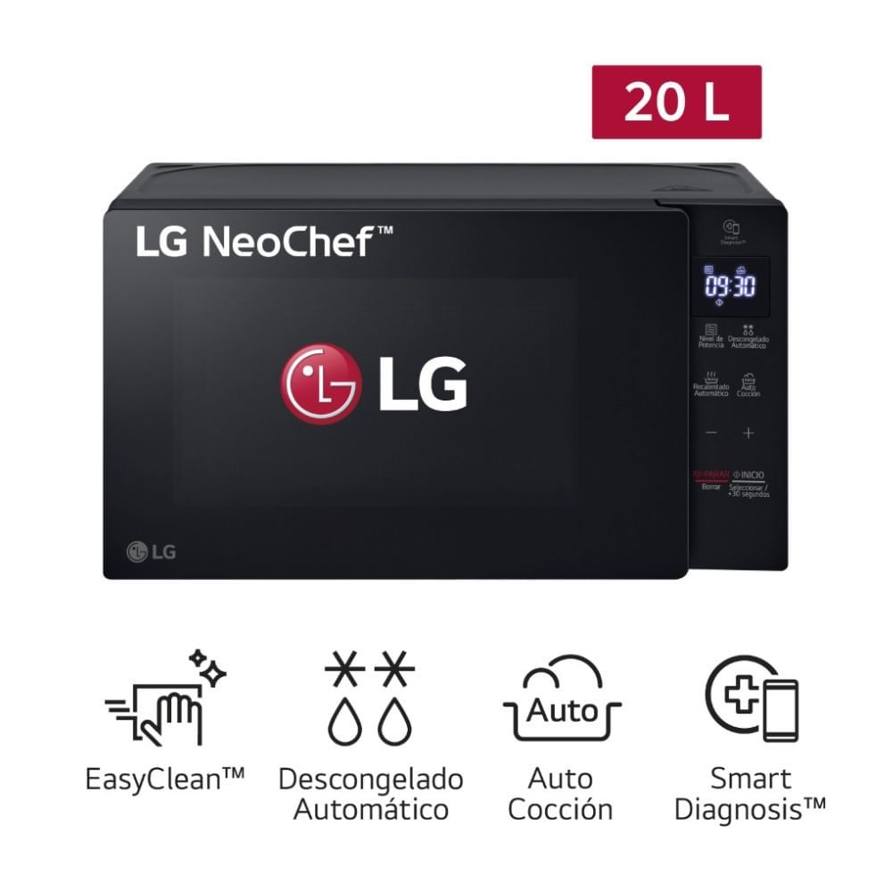 Horno Microondas LG MS2032GAS EasyClean 20L Negro - Promart