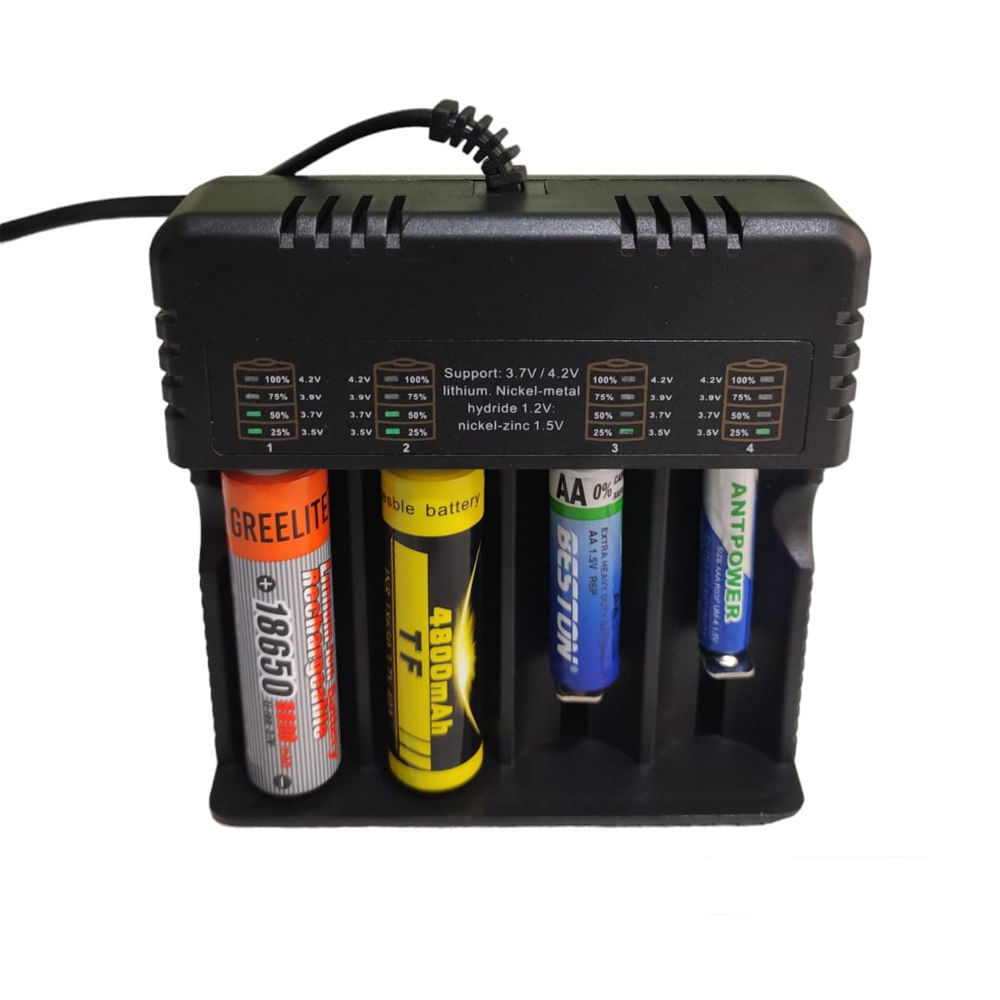 Cargador de Pilas Baterías Recargables 4 Puestos AA AAA 18650 26650 ...