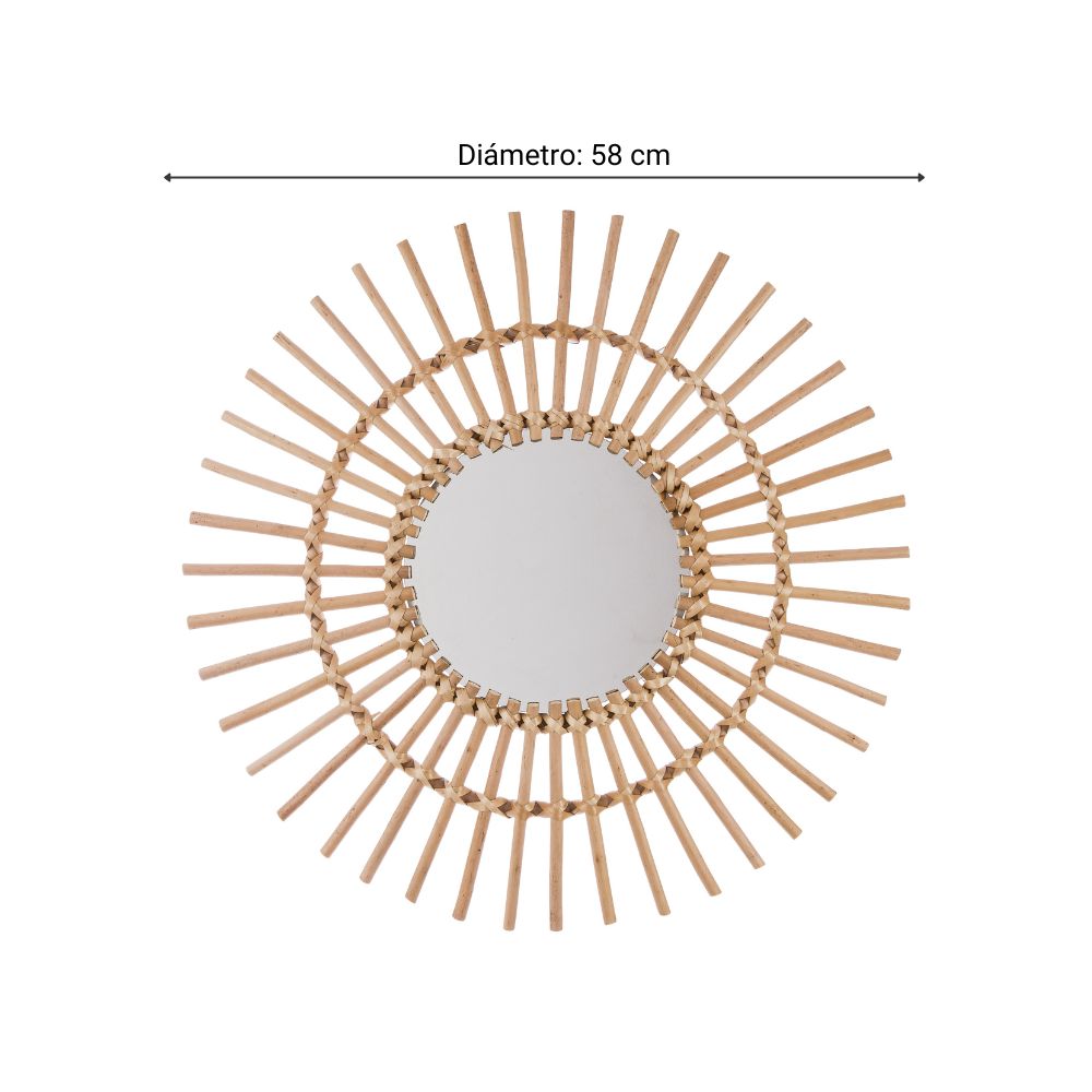 Espejo decorativo Ratan Sol 58cm Orange - Promart