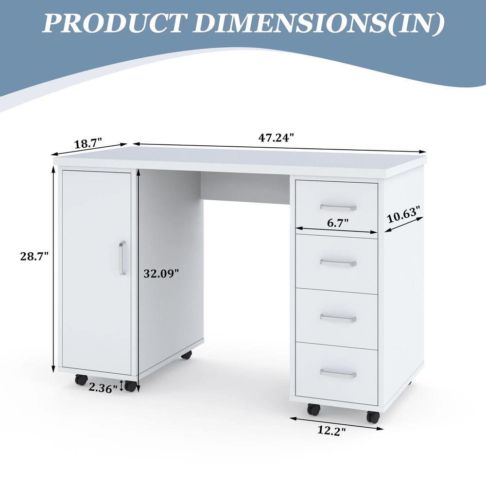 Escritorio con Ruedas Merlin Blanco R&R MUEBLES - Promart