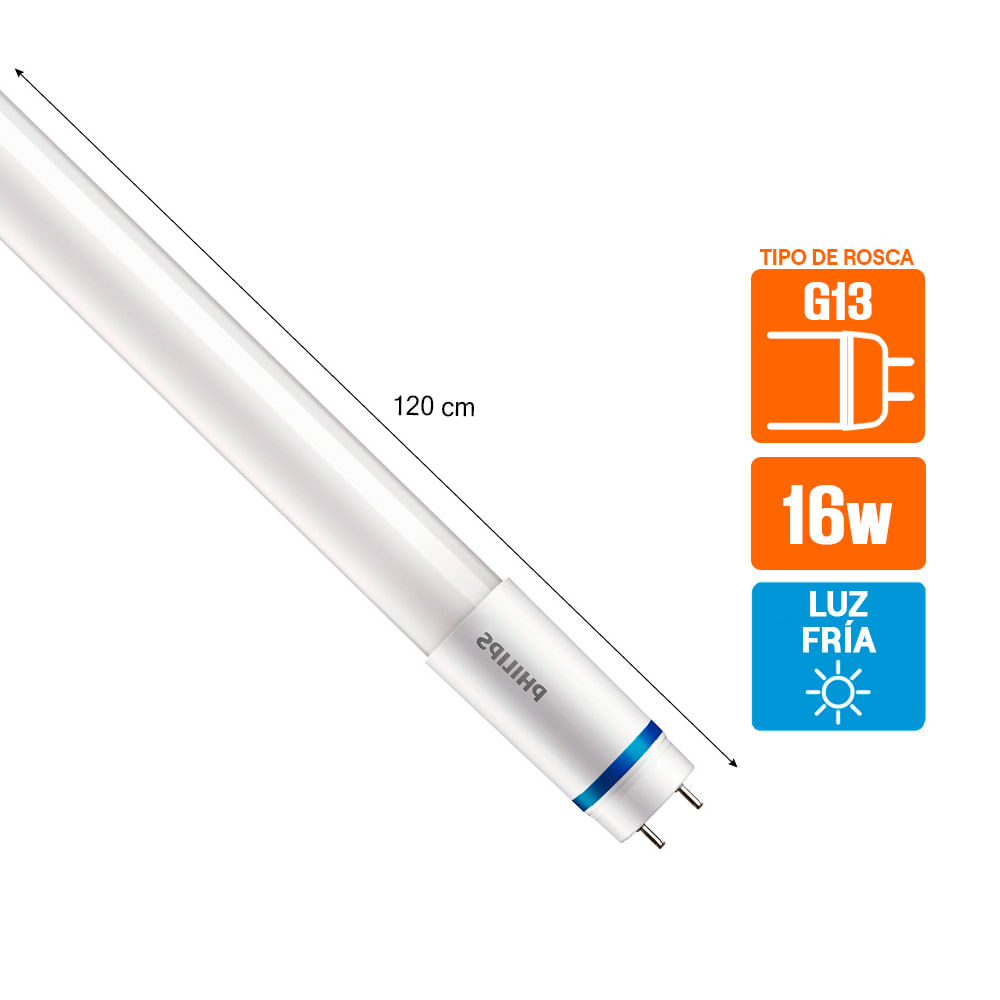 Tubo LED 16W G HV 1200mm Luz Blanca Philips - Promart
