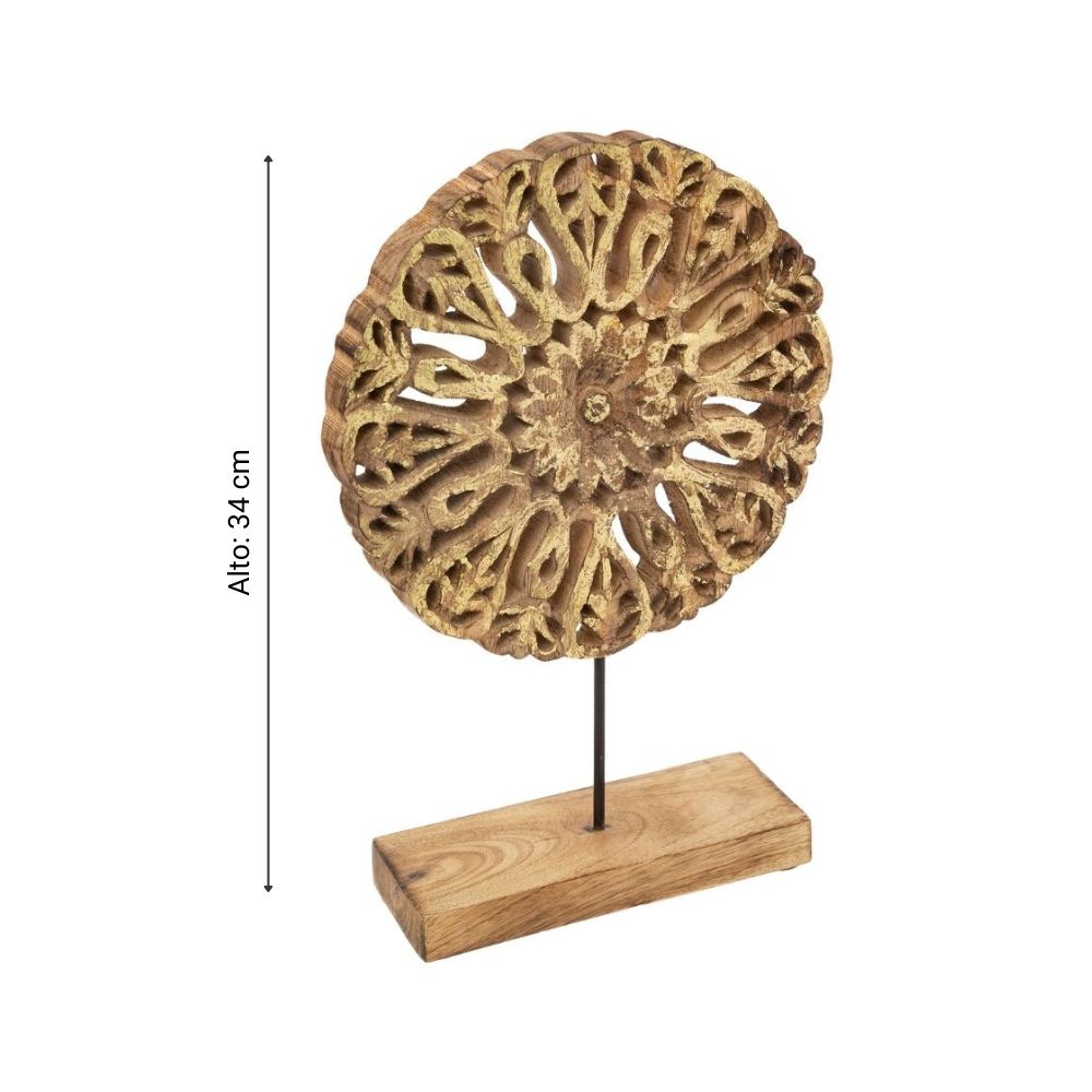 Adorno de Terraza Decoración de Mesa Círculo Madera Mango 34cm ...