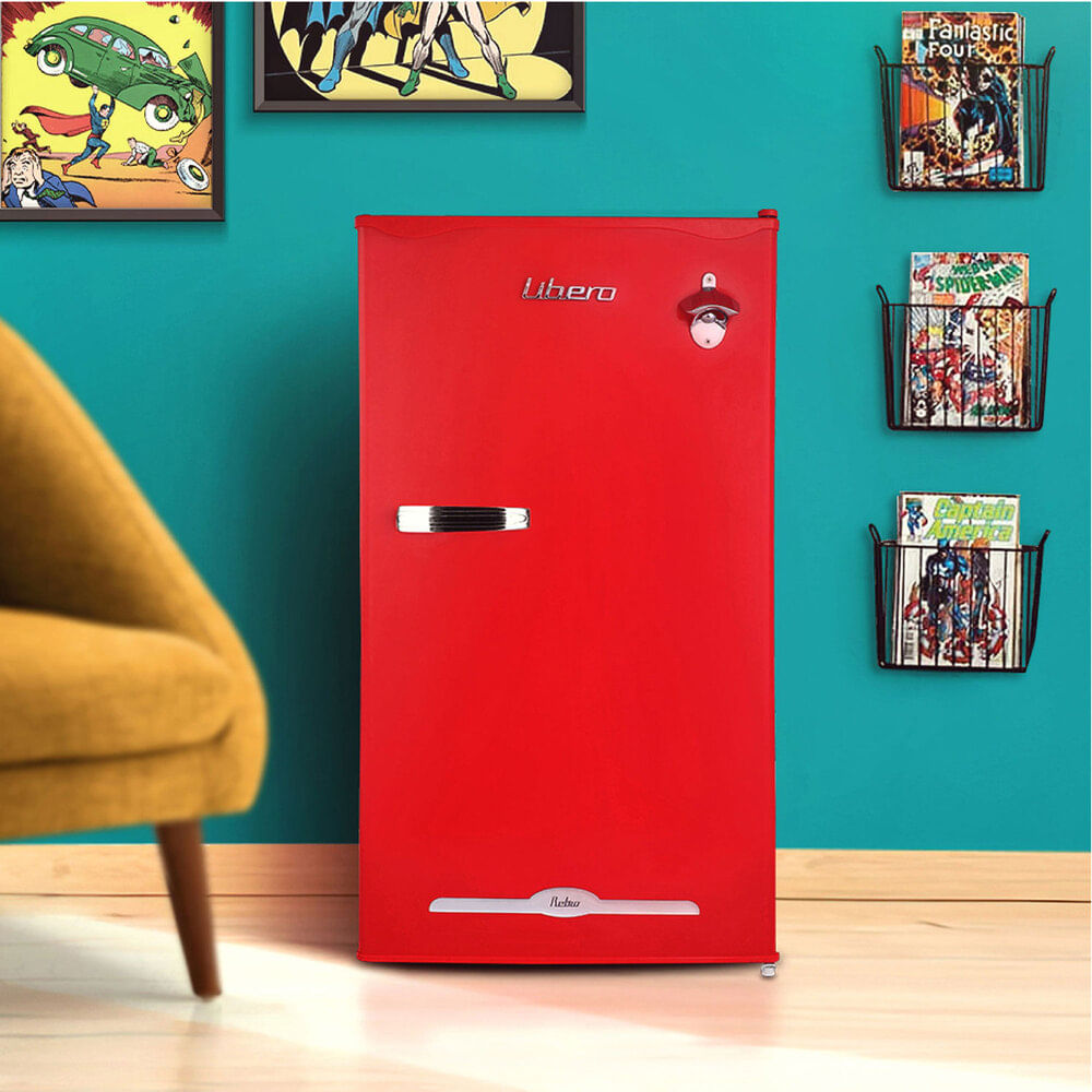 Frigobar Retro Libero Modelo LFB90R Rojo de 90 l - Promart