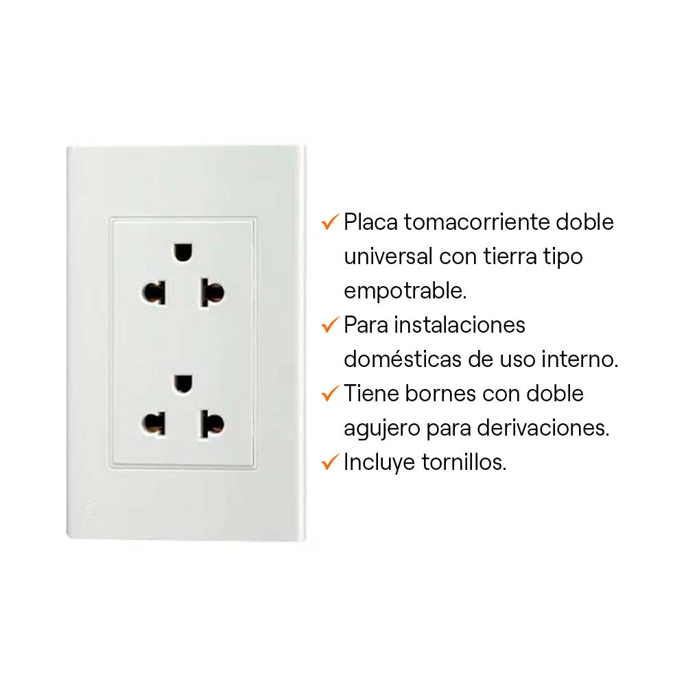 Tomacorriente Doble Universal Classic Pack x4 Orange - Promart