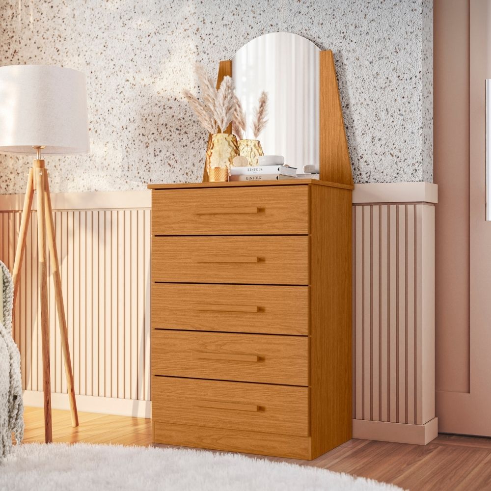 Comoda Tocador Praga 5 Cajones MDP Castaño Albatroz - Promart