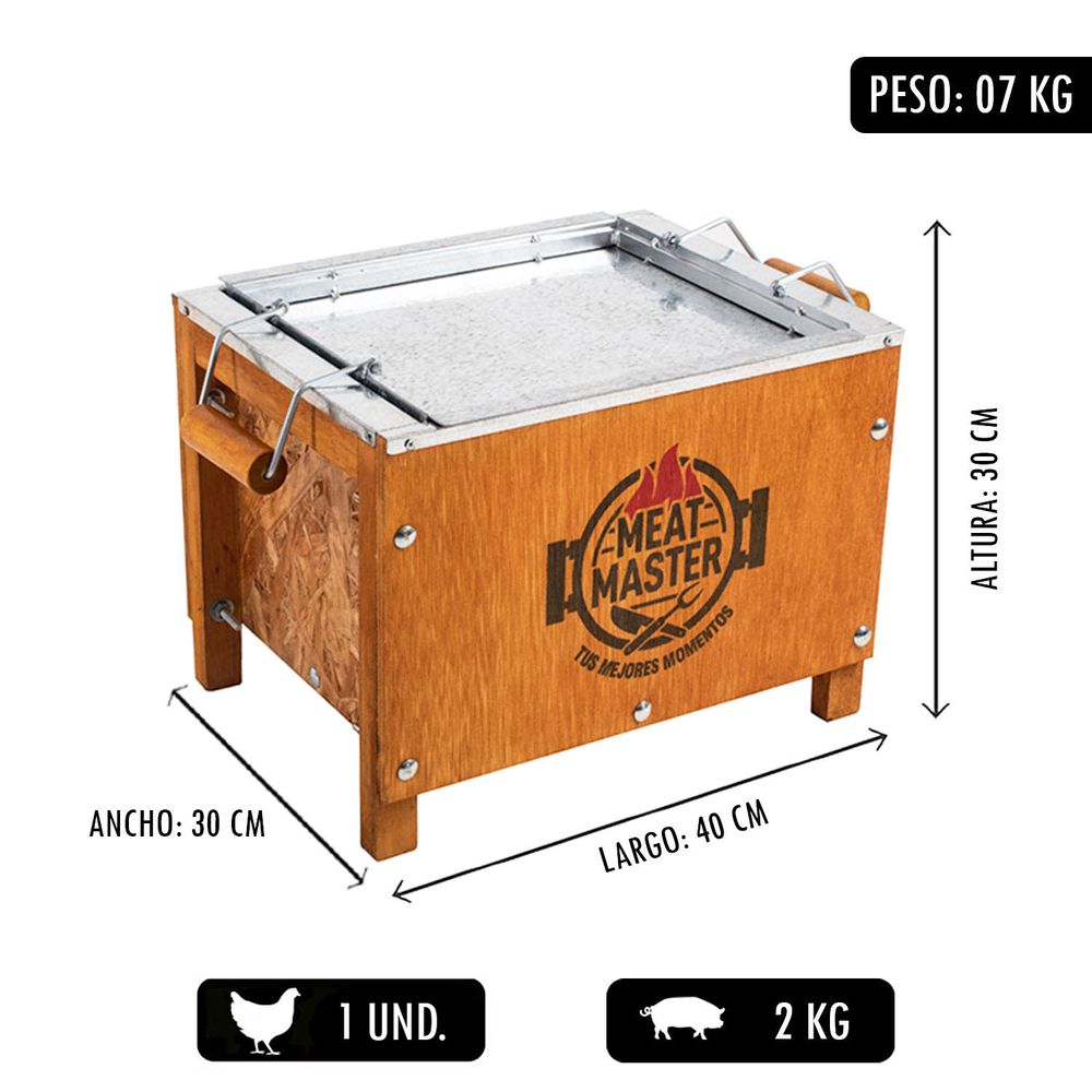 Caja China Mini Meat Master Clasica Acero Galvanizado - Promart