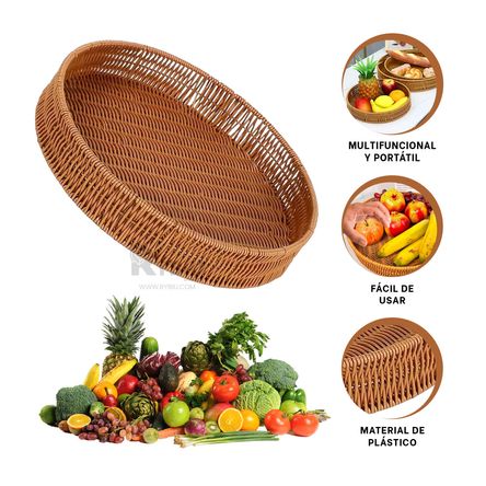 Bandeja Circular Tejido en Marrón Y+Stickers - Promart