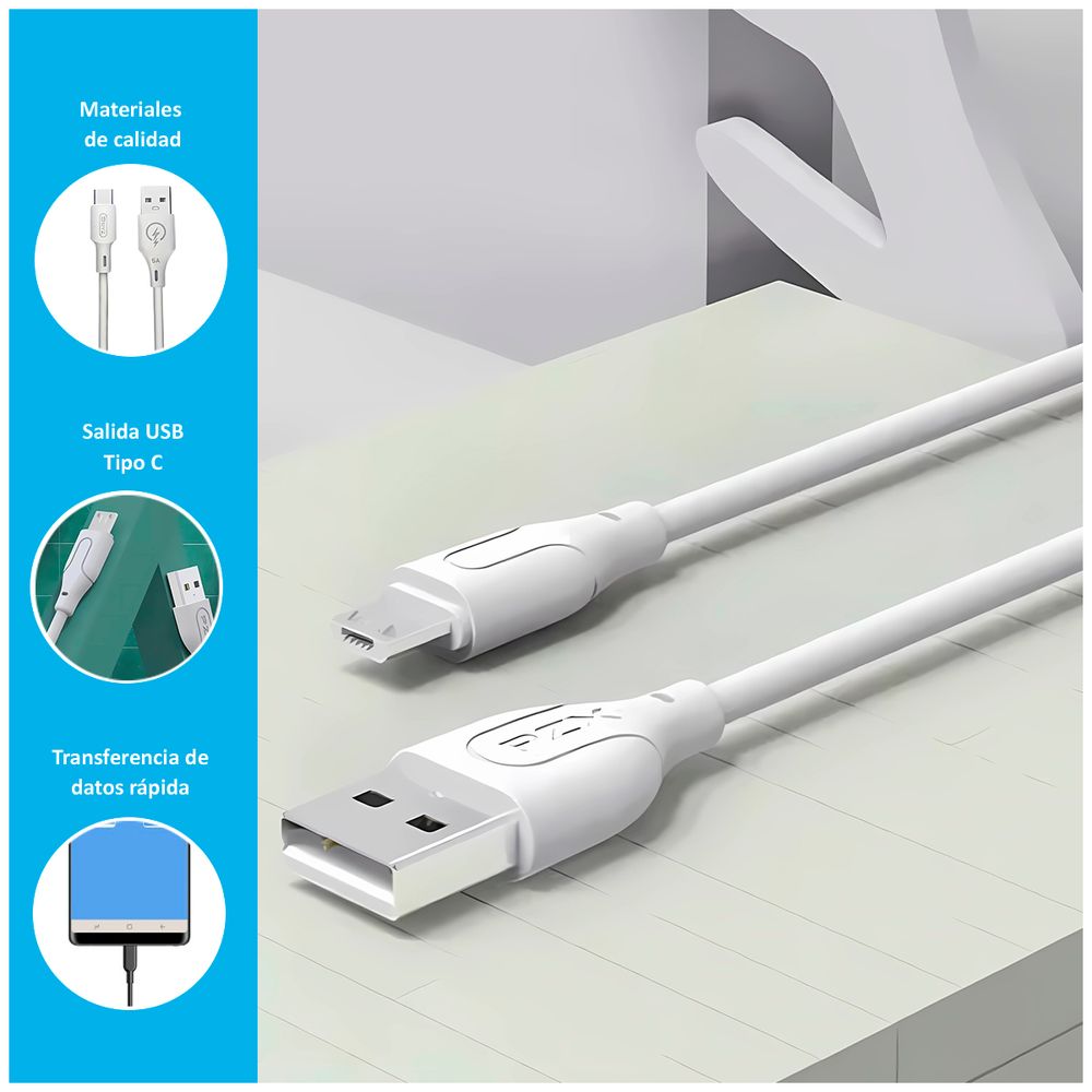 Cable Carga Rápida x5 de 66W con Entrada USB-C de 1m | Blanco - Promart