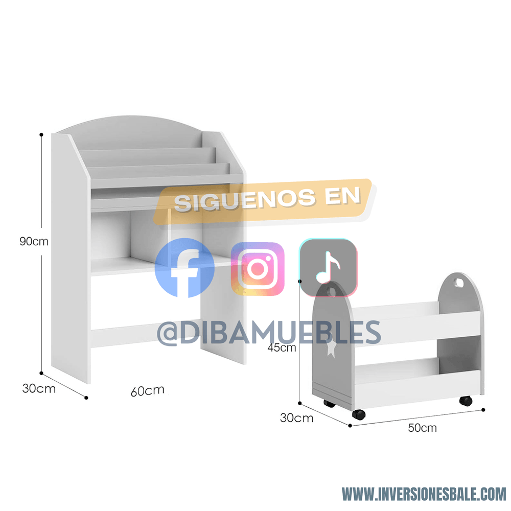 Estante Librero Con Ruedas Infantil Kaori Azul DIBA Muebles - Promart