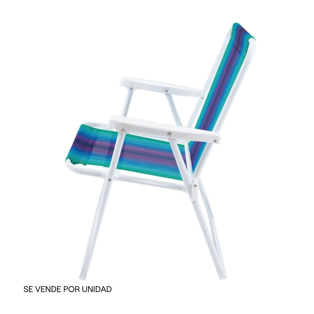 Silla Plegable de Playa Mor Alta Metal Rayas Multicolor - Promart