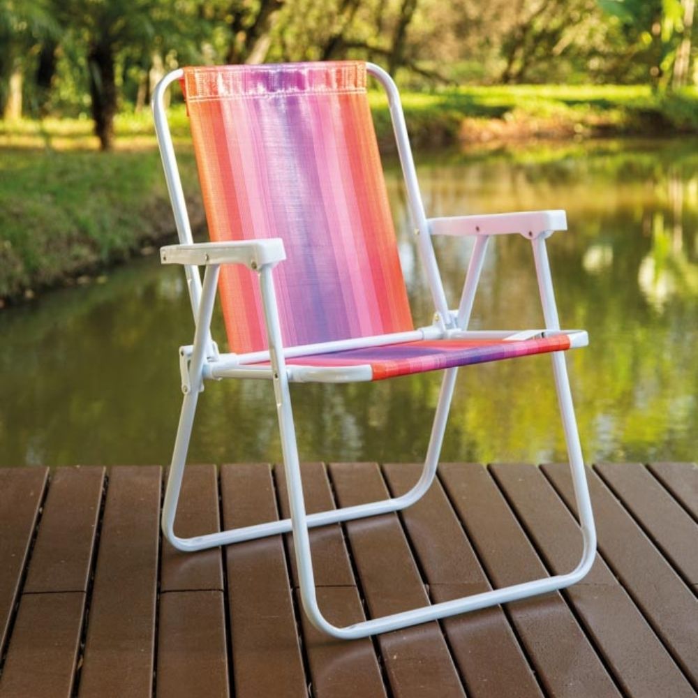 Silla Plegable de Playa Mor Alta Metal Rayas Multicolor - Promart