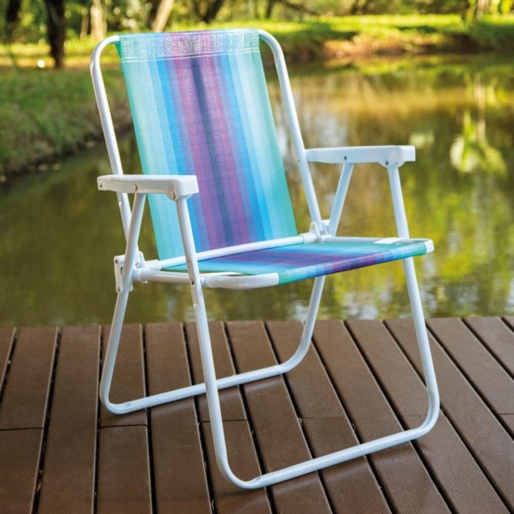 Silla Plegable de Playa Mor Alta Metal Rayas Multicolor - Promart