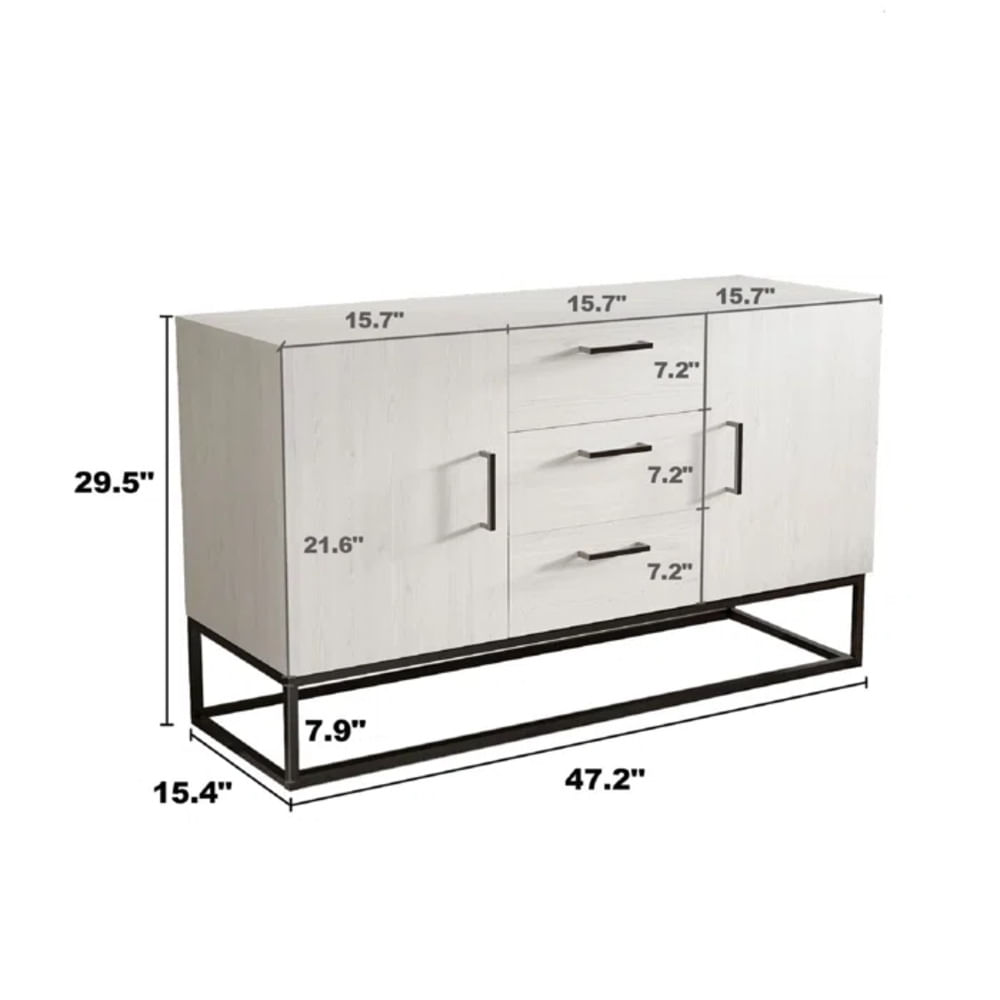 Aparador Industrial Fausto color Gris 2 puertas 3 cajones TU MESITA ...