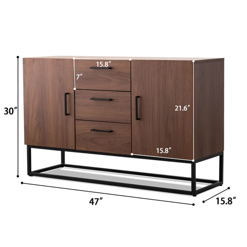 Aparador Industrial Fausto color Marrón 2 puertas 3 cajones TU MESITA ...