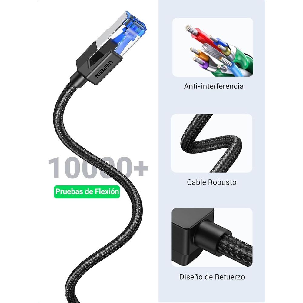 Cable de Red UTP CAT8 Ugreen 20mts RJ45 40Gbps Trenzado NW153 - 30800 ...