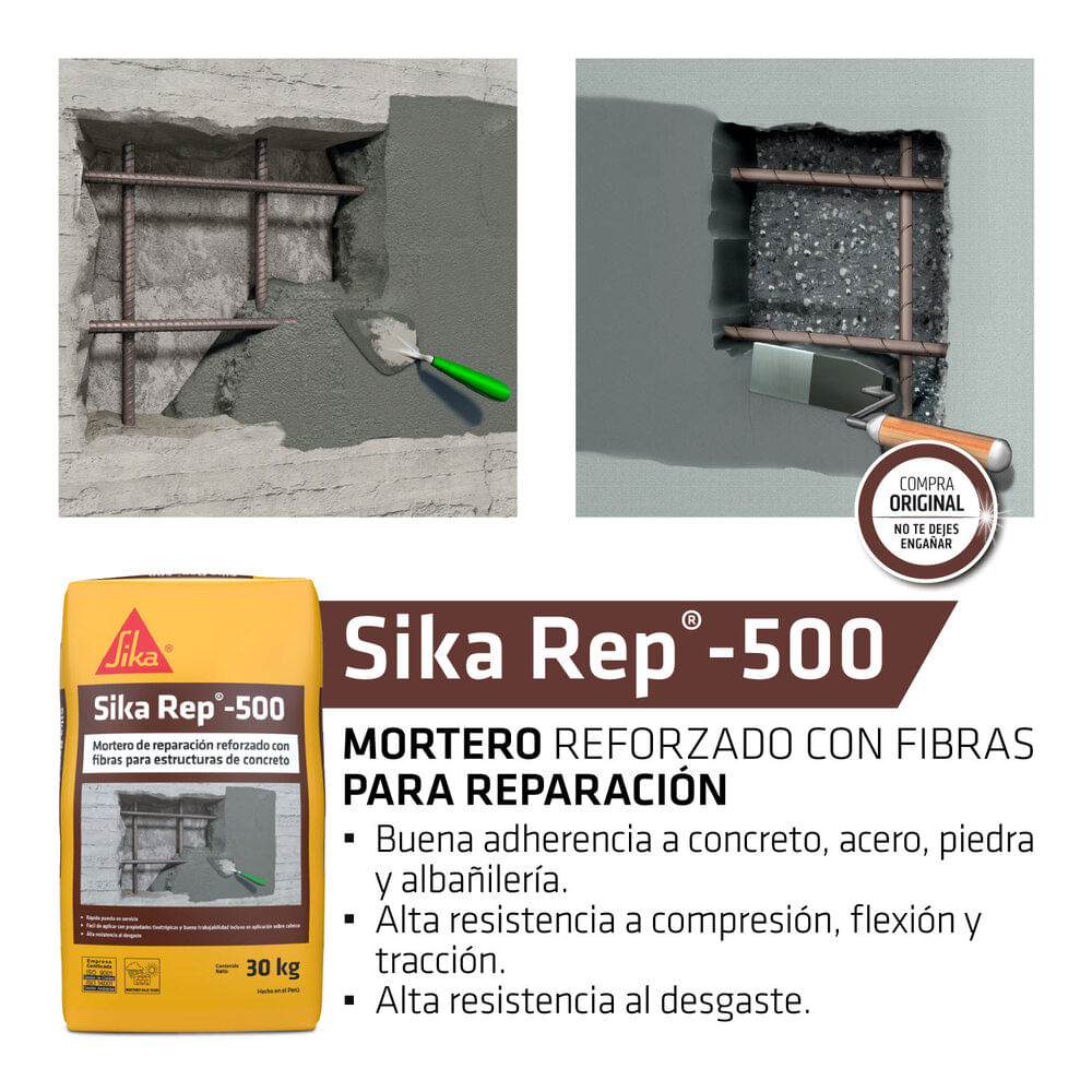 Mortero de reparacion para estructuras de concreto Sika rep 500 30kg ...