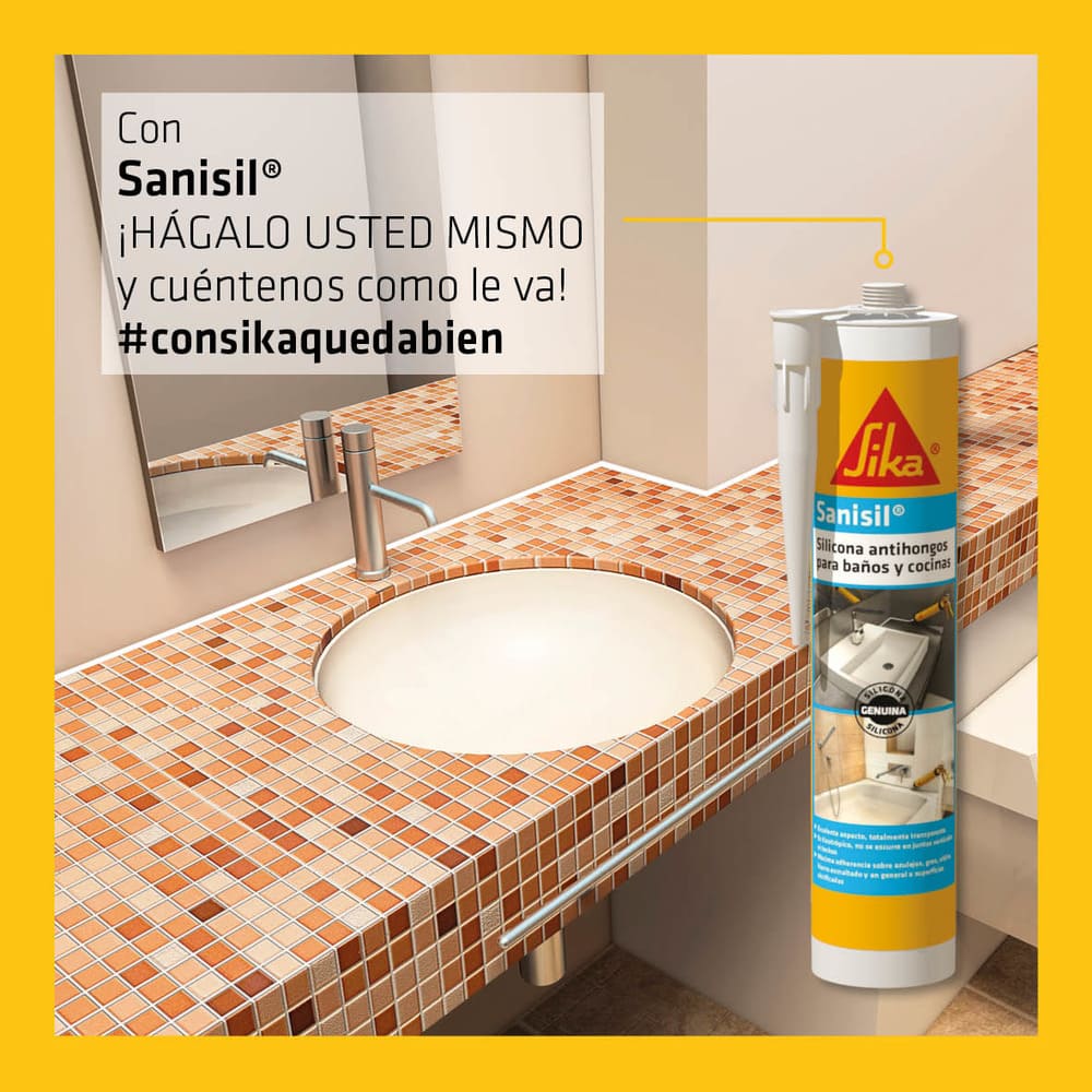 Silicona Sanisil Transparente 280ml Resistente al Moho Sika - Promart