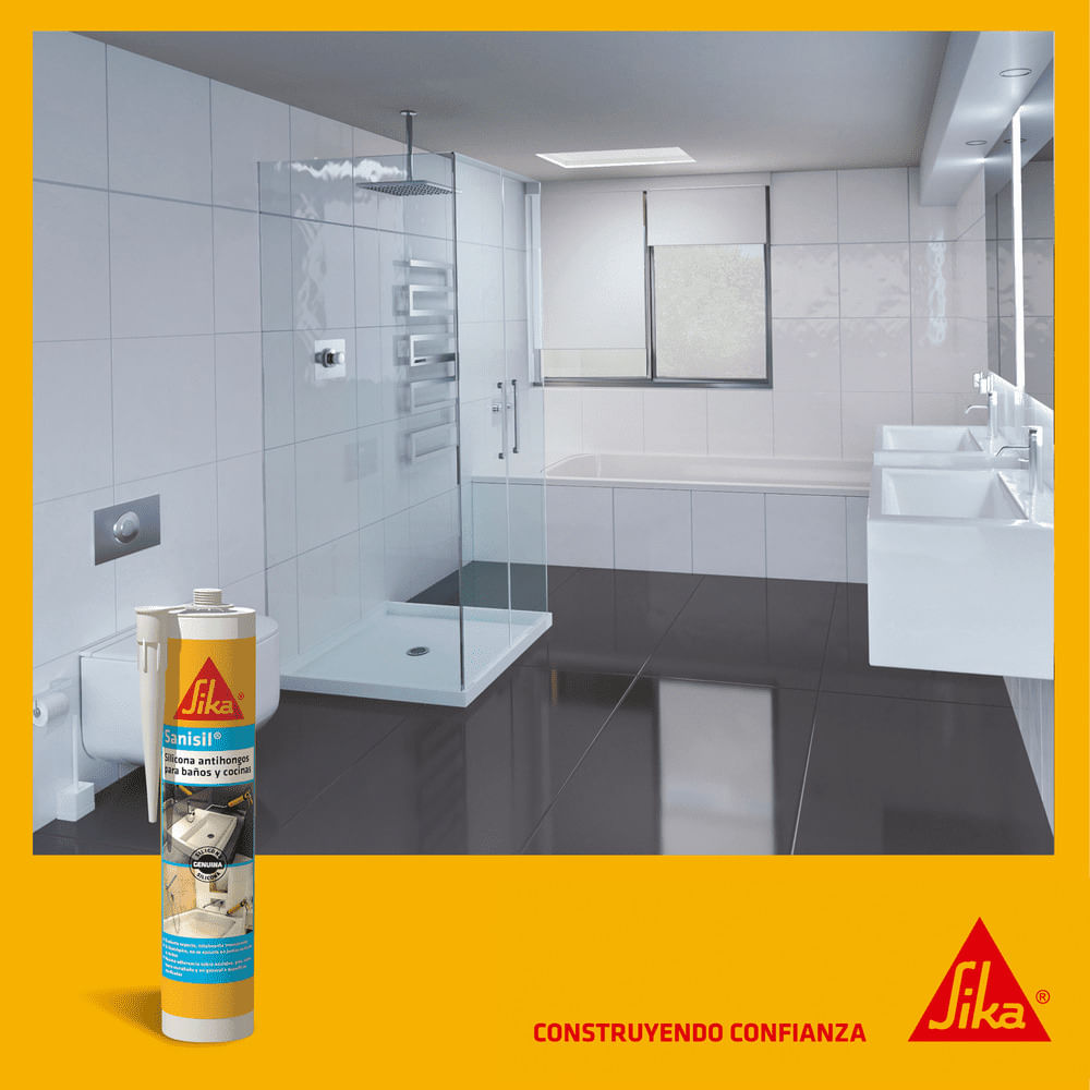 Silicona Sanisil Transparente 280ml Resistente al Moho Sika - Promart