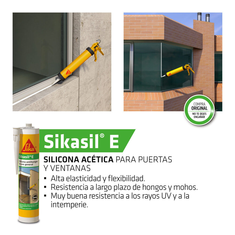 Silicona Antihongos Sika Sikasil E Gris 280ml - Promart