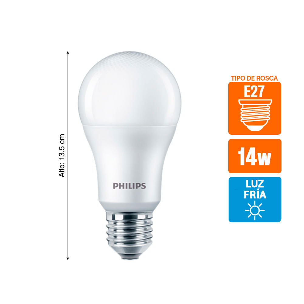 Foco LED Philips Essential Luz Fría 14W E27 Modelo Lf - Promart