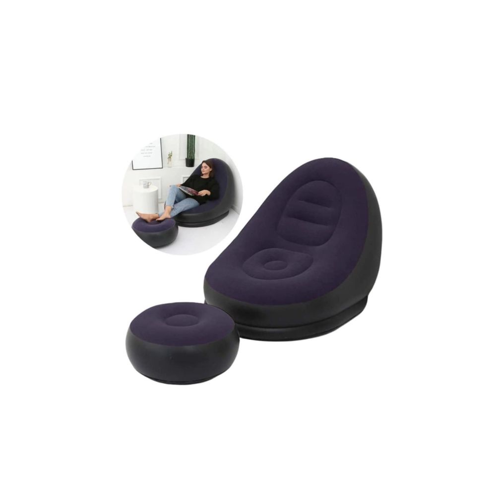 Sillon Puff Inflable con Posapies Oficina Hogar Terraza Jardin Negro ...