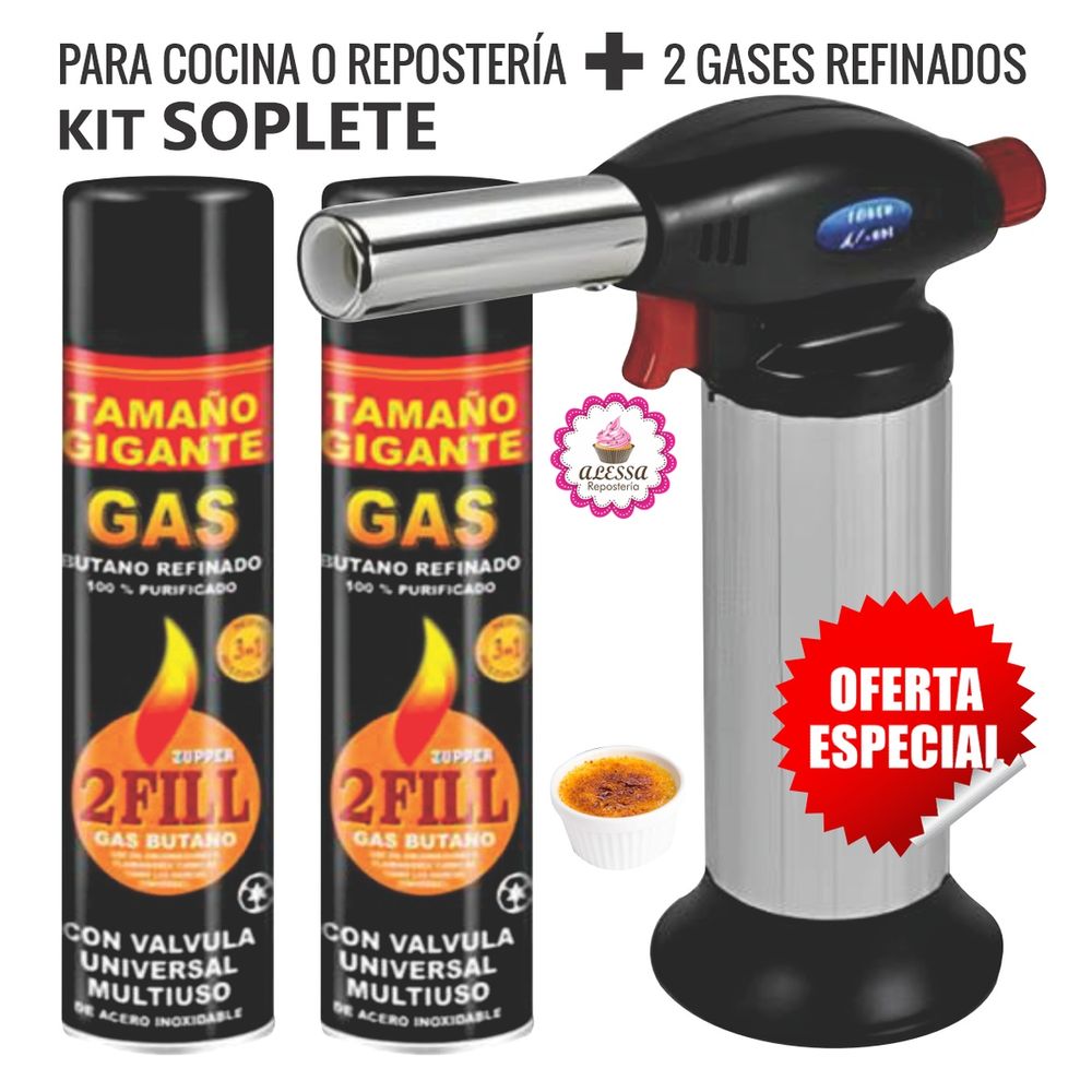 Kit SOPLETE Profesional para Reposteria Cocina + 2 Gases Butano ...