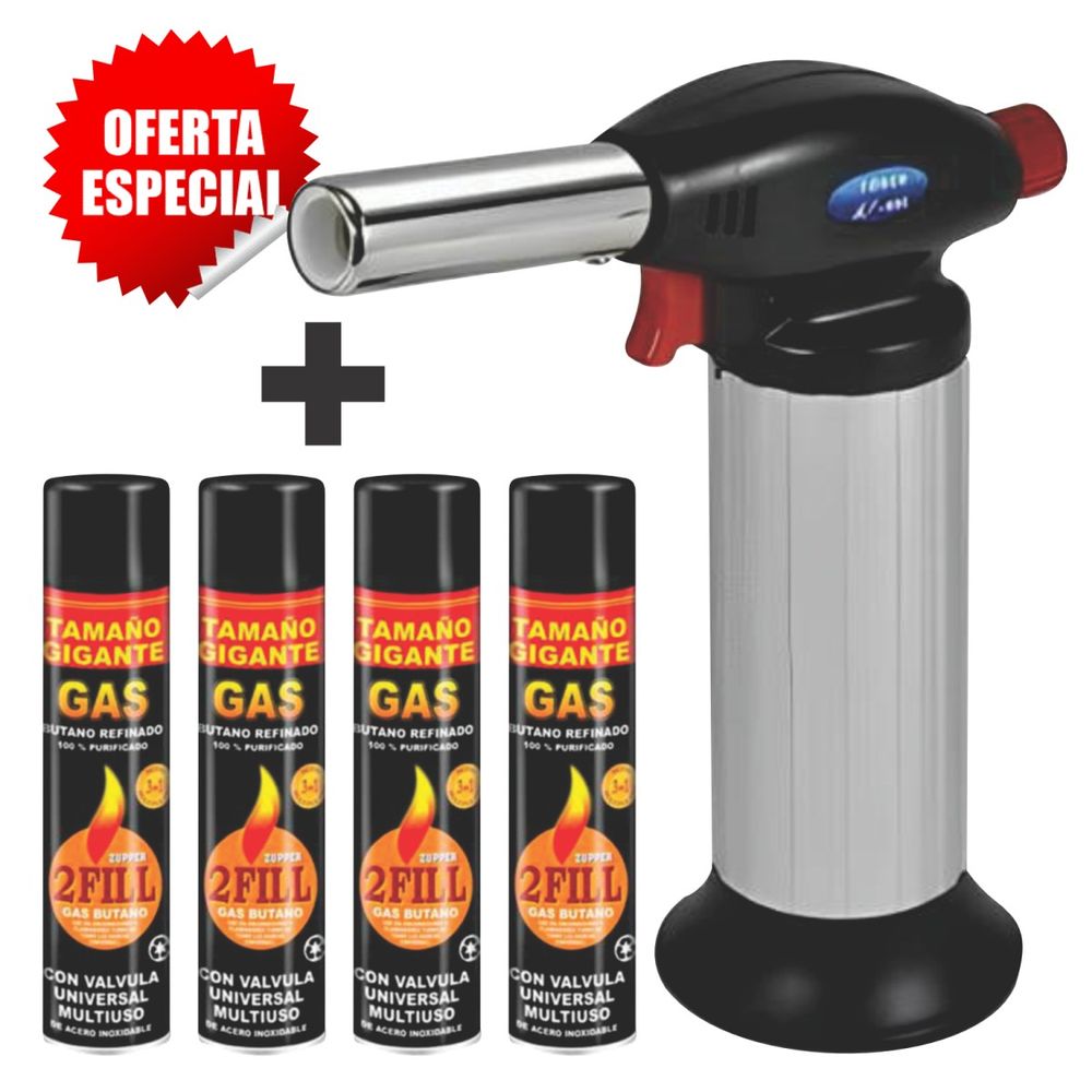 Kit Soplete Profesional para Reposteria Cocina + 4 Gases Butano - Promart
