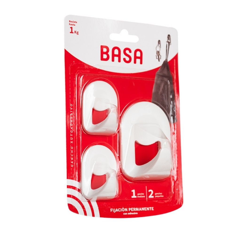 Ganchos Adhesivos Plástico Basa Modelo Perchero Blanco - Promart