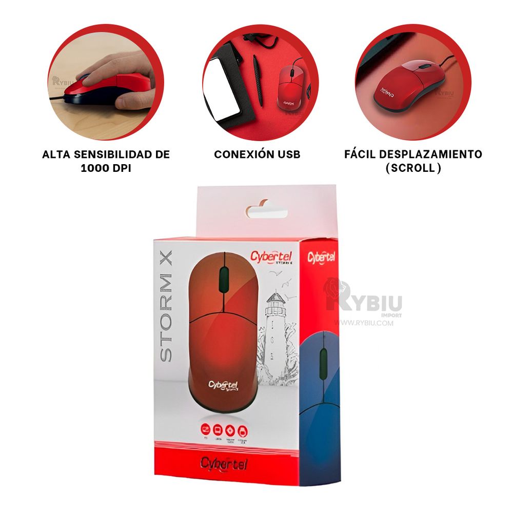 Mouse Moderno e Innovador en Color Rojo Y+Agendita - Promart
