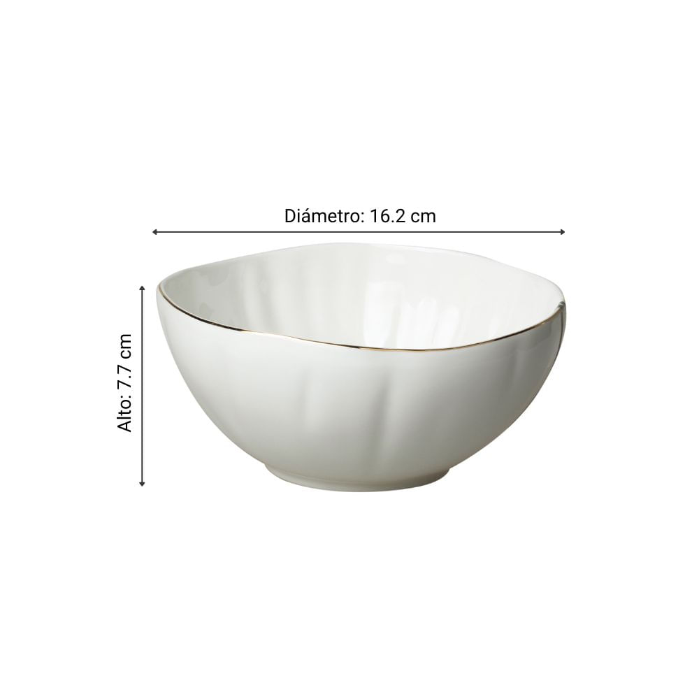 Bowl 16cm Blanco con filo Dorado Top Chef Orange - Promart