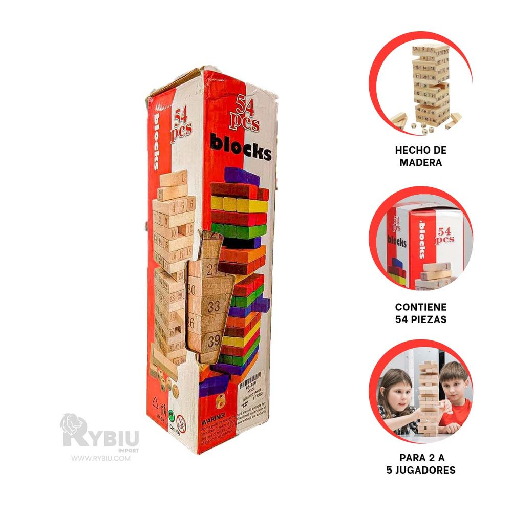Jenga para Jugar en el Patio en Madera Y+Stickers - Promart