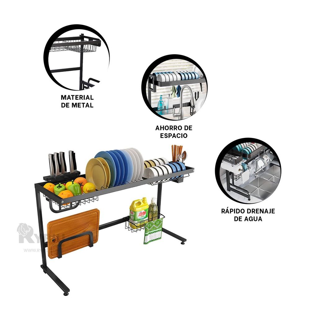 Escurridor Elegante de Platos Diseño Negro de 85cm - Promart