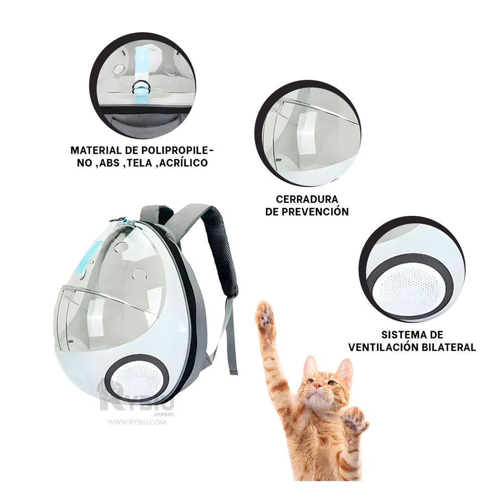 Mochila Huevo Adaptable para Gato Color Plomo - Promart