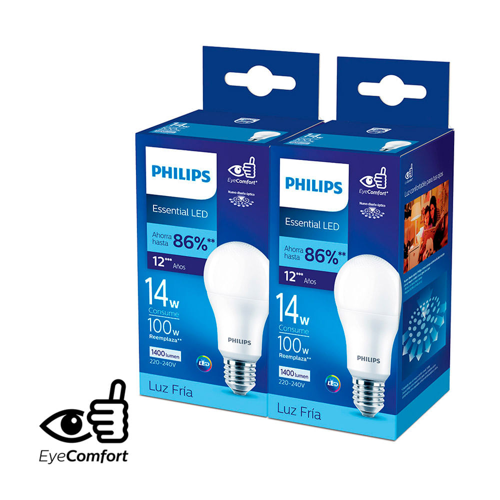 Foco LED Essential 14W E27 Luz Blanca Pack x2 - Promart