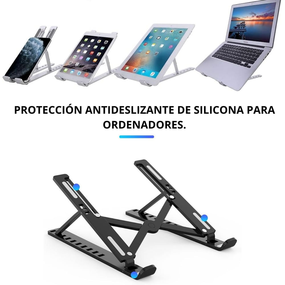 Soporte Aluminio Plegable para Laptop Portatil Multifuncional Negro ...
