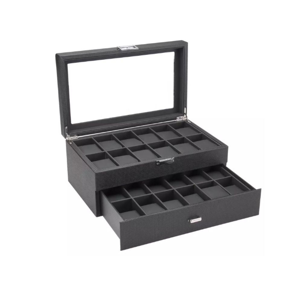 Porta Relojes de 24 Espacios Estilo Carbono - Promart